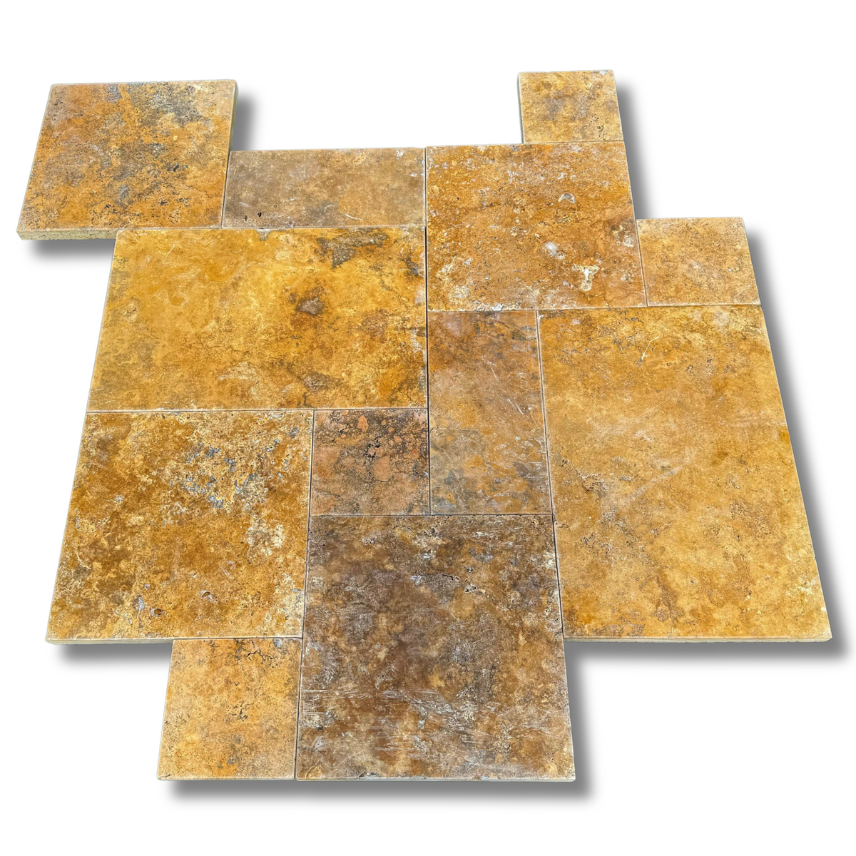 Gold Travertine French Pattern Tumbled Paver — Sinai Marble and Stone